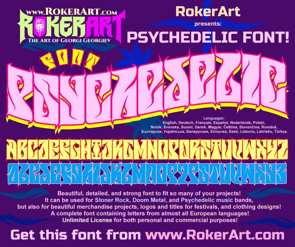Psychedelic Hippie Stoner Rock Font! – RokerArt – Graphic Art and Fonts