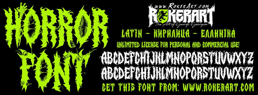 Richest and most detailed Horror Font! – RokerArt – Graphic Art and Fonts