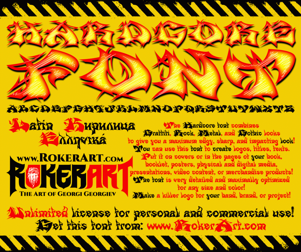 Hardcore Font – RokerArt – Graphic Art and Fonts