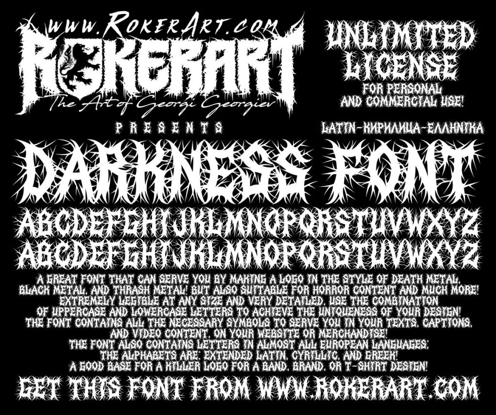 Darkness Font – RokerArt – Graphic Art and Fonts