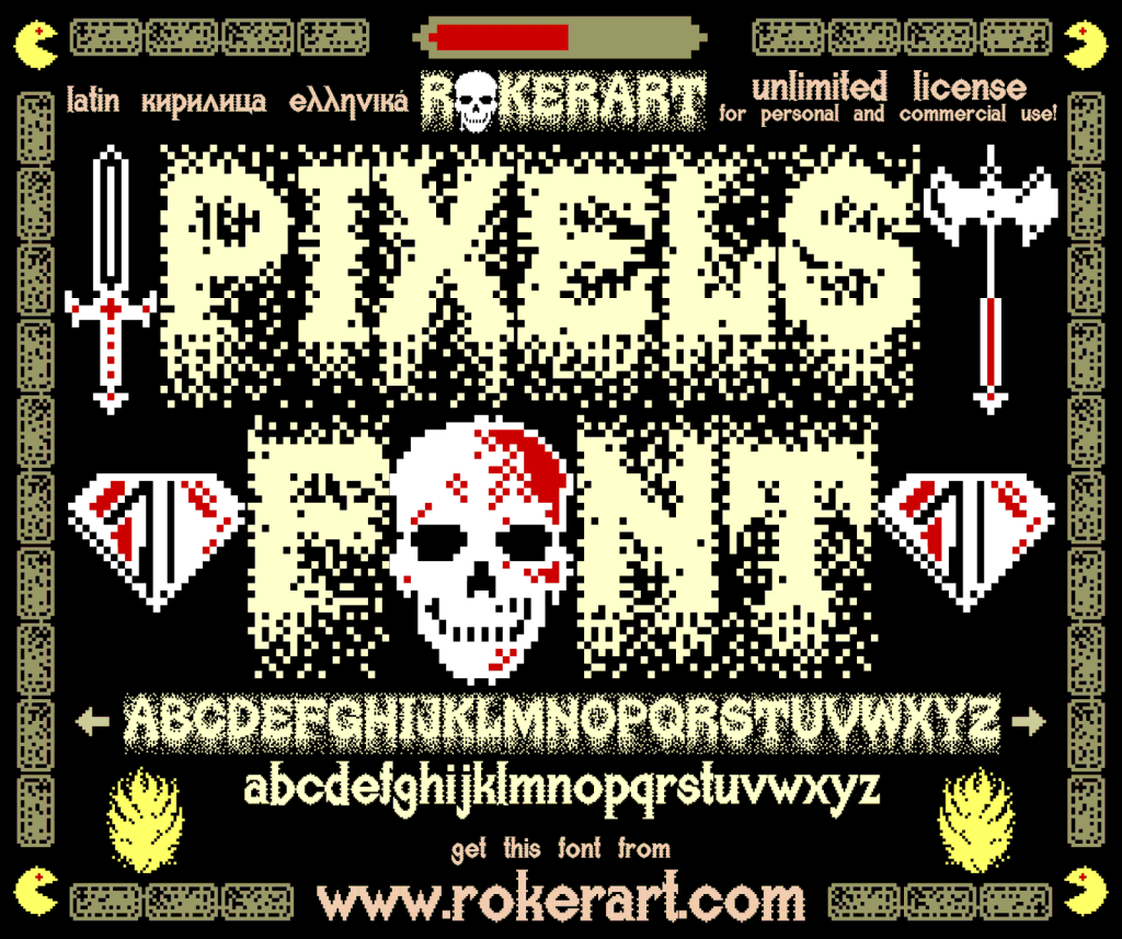 Pixels Font – RokerArt – Graphic Art and Fonts